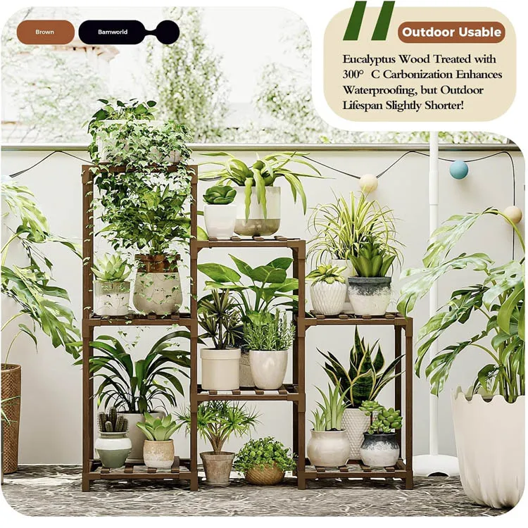 extra Large Plant Stand Indoor or Outdoor Wood Plant Rack Shelf for ...