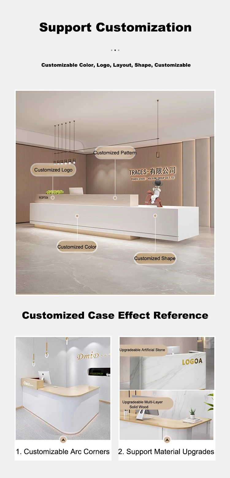 Custom Large Boutique Wood Reception Desk - Modern Style