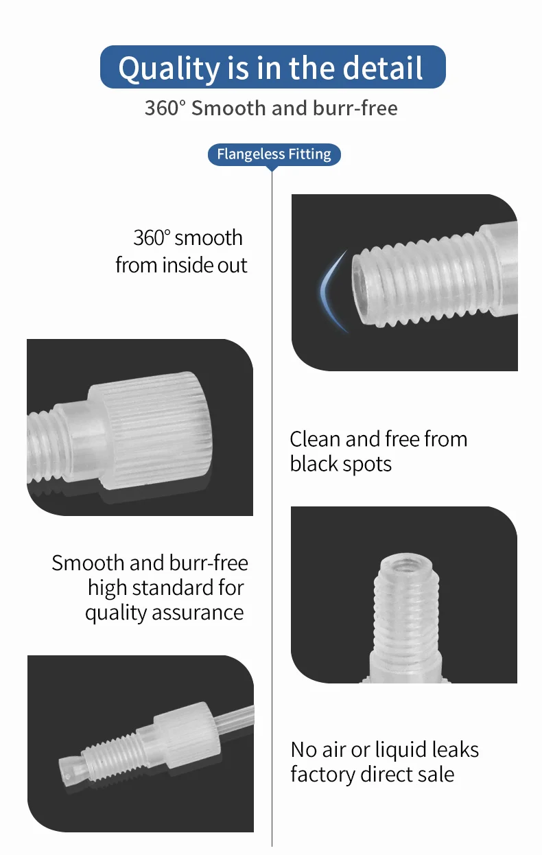 Medical Grade Tube Connector - PP PFA PTFE Ferrule Fittings for Liquid ...