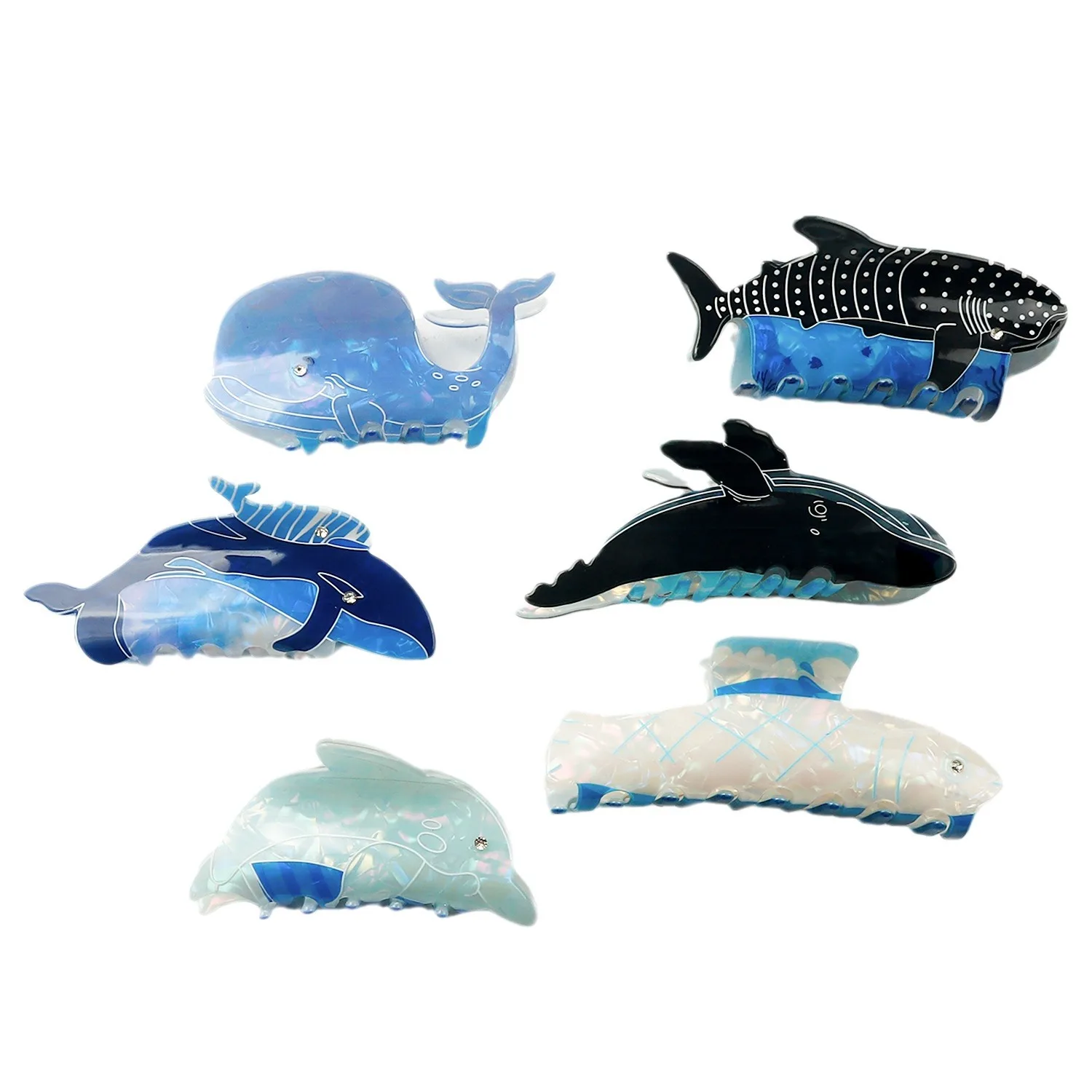 New Arrival 8mm PVC Sea Animal Shark Clips Dolphin Hair Claw Clamps For ...