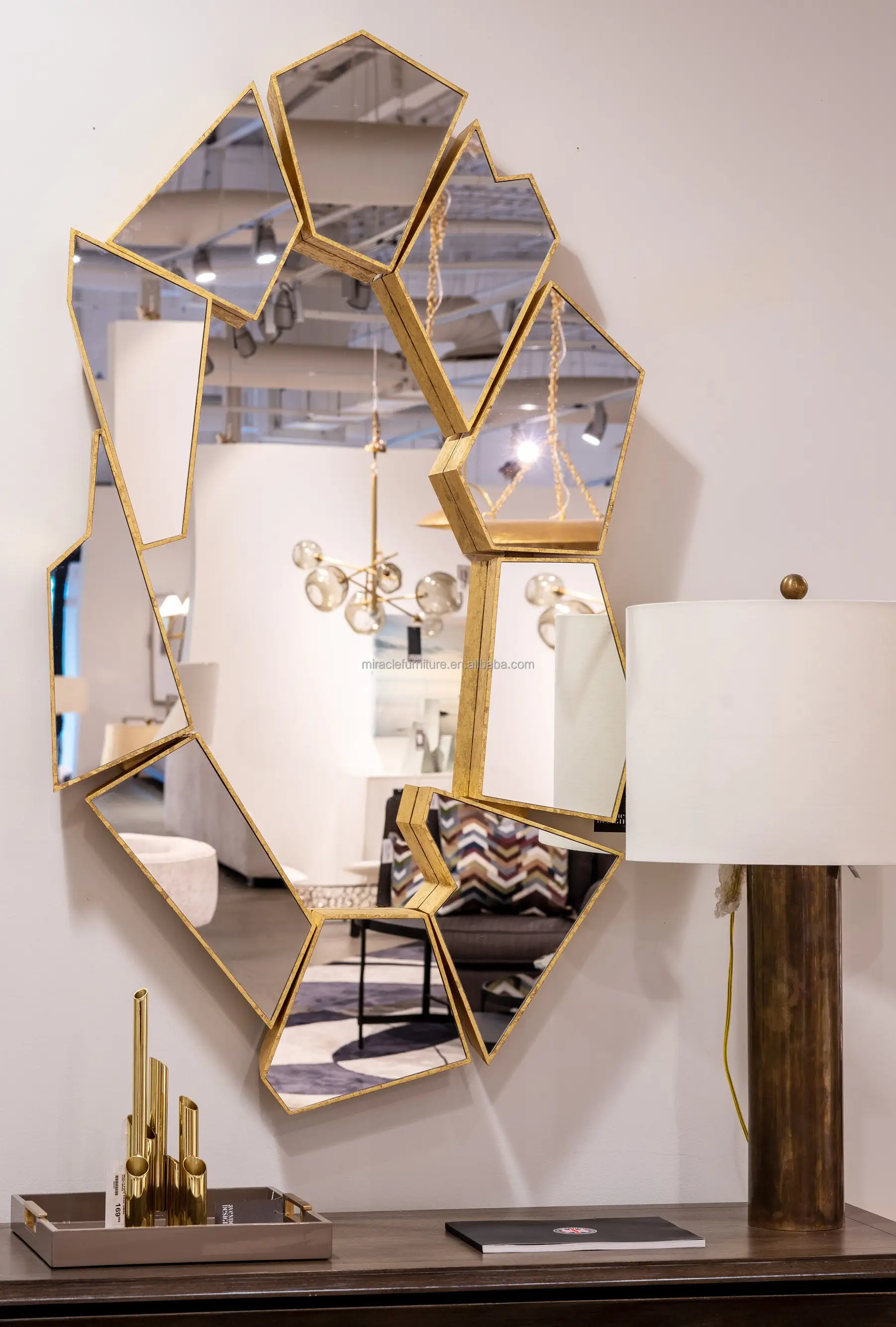 Modern Luxury Handmade Large Gold Crown Mirror Contemporary Glass Wall ...