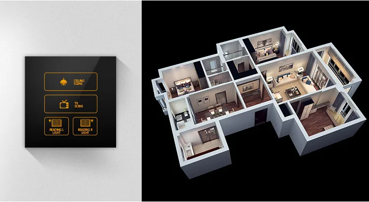 Hotel Touch Screen Smart Wall Switch - RS485 Modbus Panel