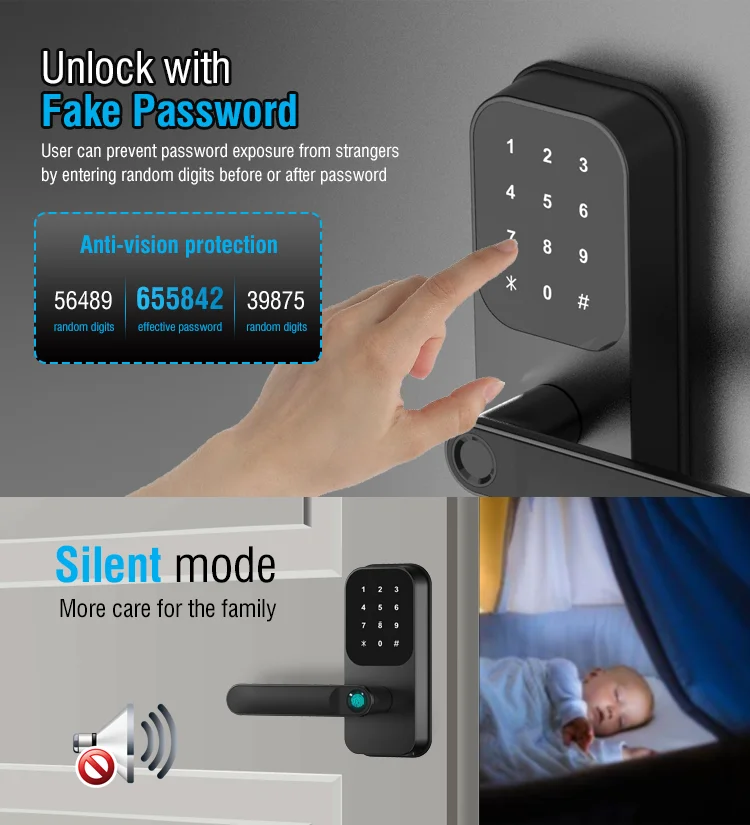 Te'an Fingerprint Electric Digital Door Lock Network Password Smart ...