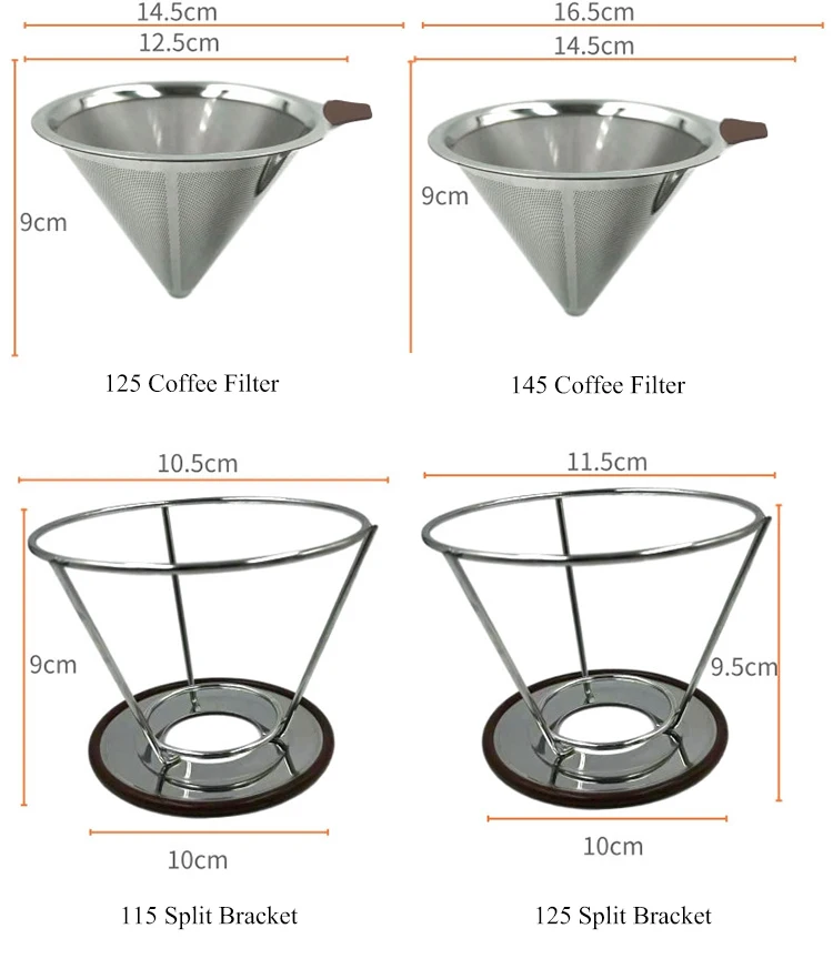 Stainless Steel 304 Pour Over Coffee Dripper Slow Drip Brew Double Mesh ...