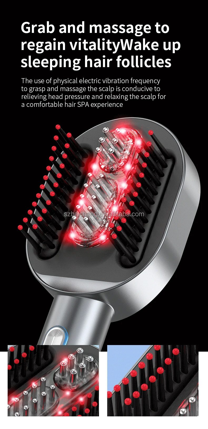 Portable Ems Handheld Automatic Care Electric Brush Hair Regrowth Comb ...