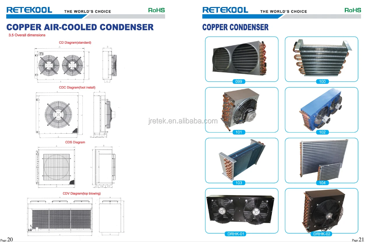 Commercial Refrigerator Copper Tube Aluminium Finned Condenser Coil