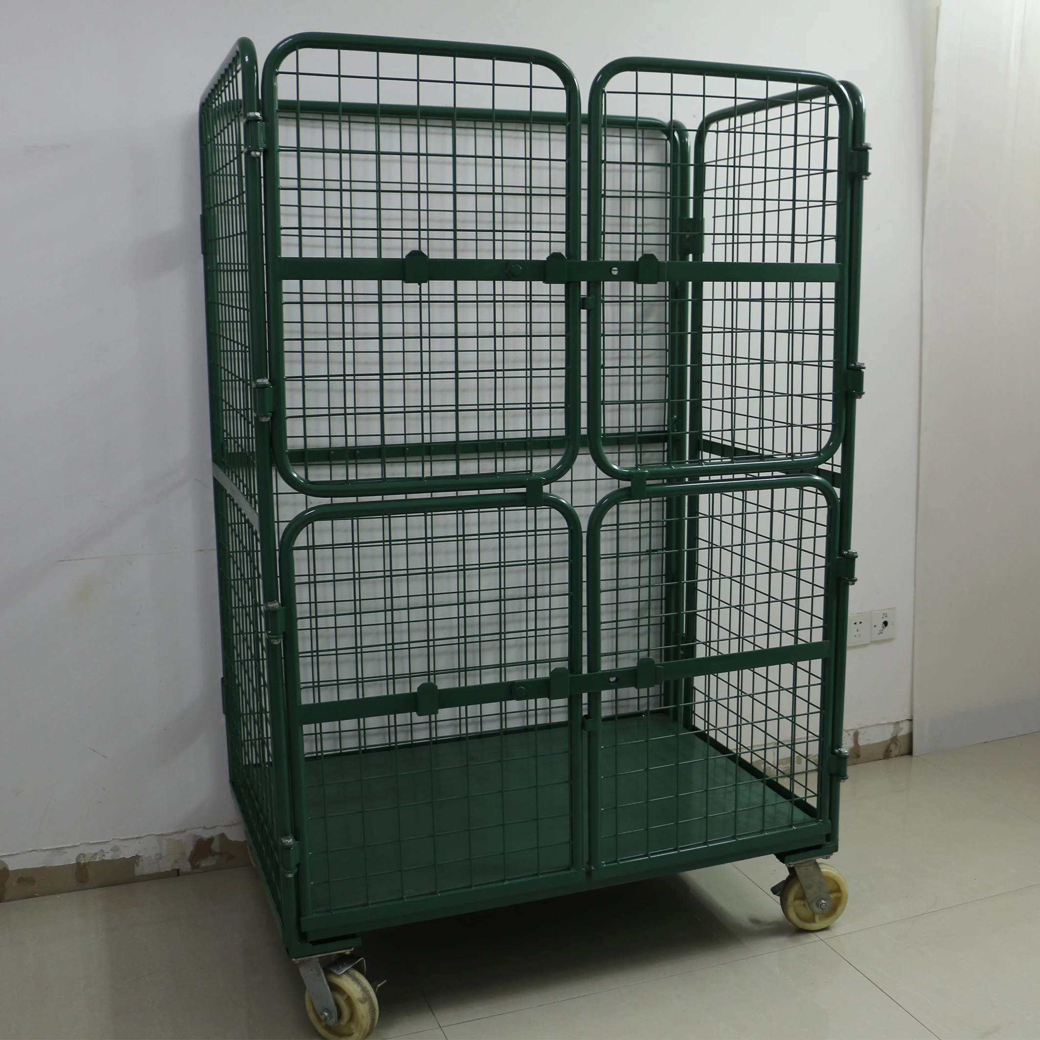 Warehouse Roll Cage Trolley Folding Logistics Cart Solid Roll Cage ...