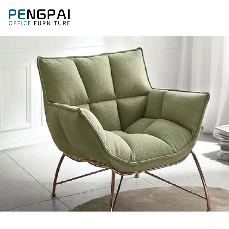 Leisure Chair - Comfortable Napa Leather Sofa with Metal Legs