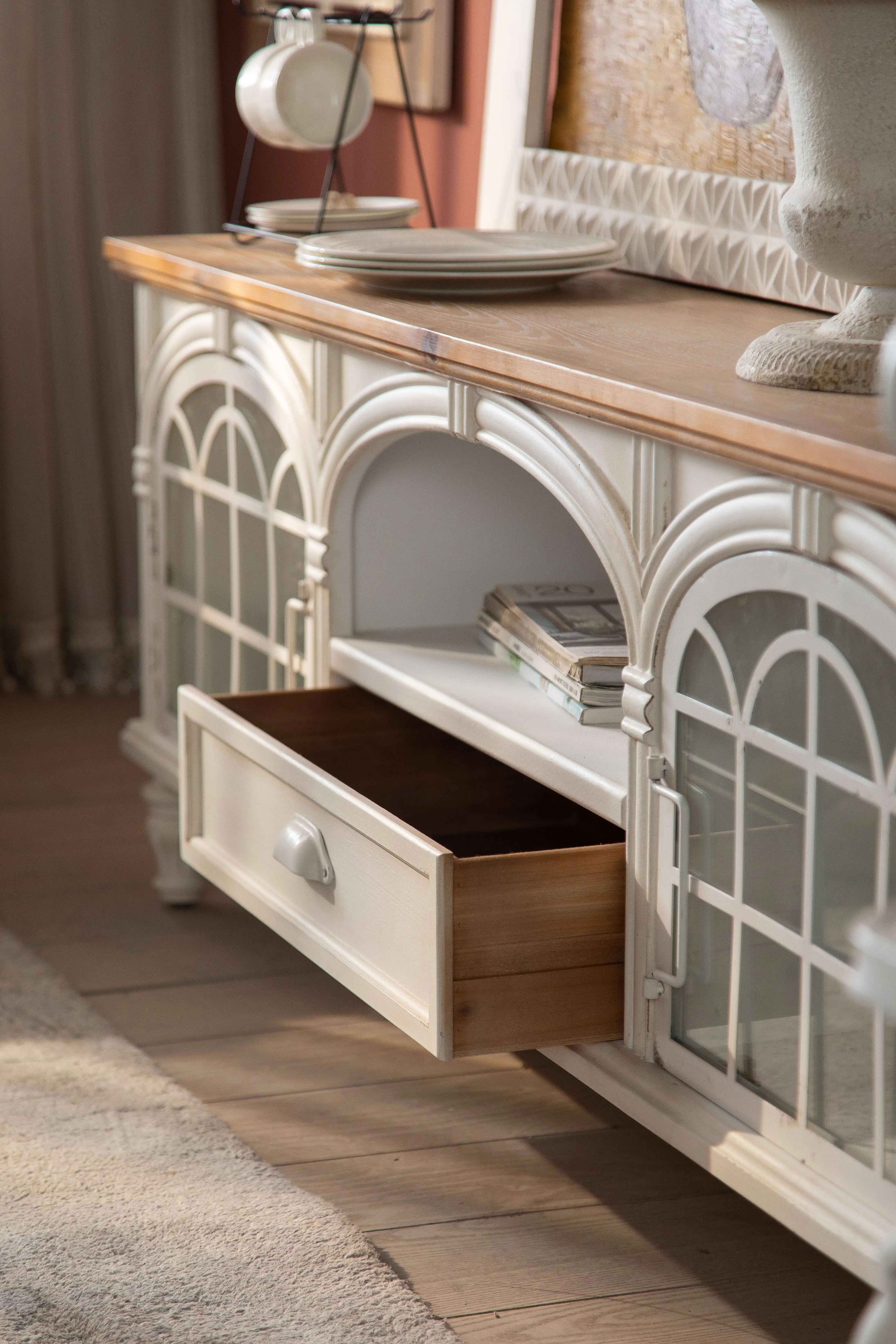 Essent French Farmhouse Television Stand Wooden Retro Media Storage ...