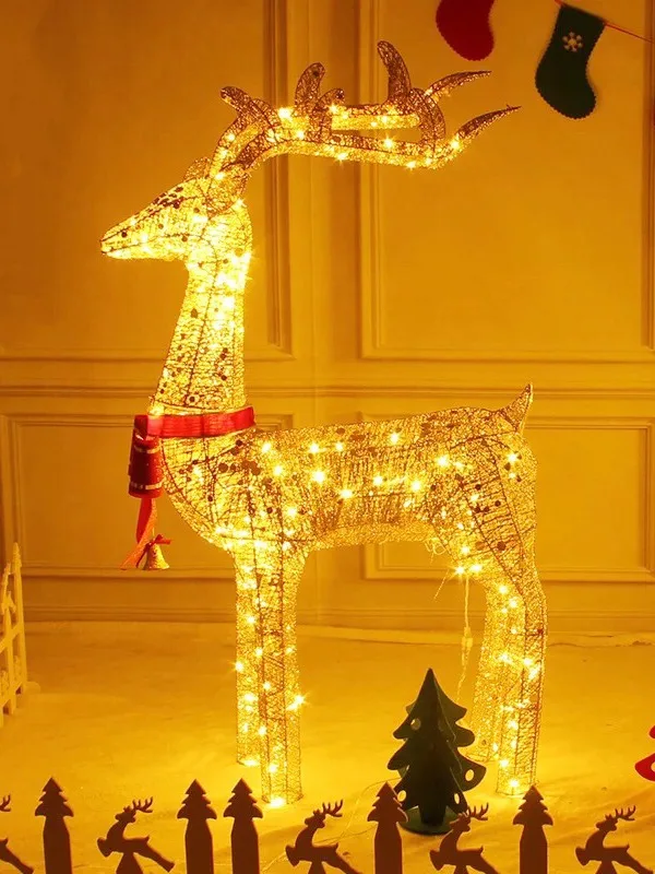 3d Lighted Moose Glittering Deer Sled Outdoor Giant Life Size Christmas ...