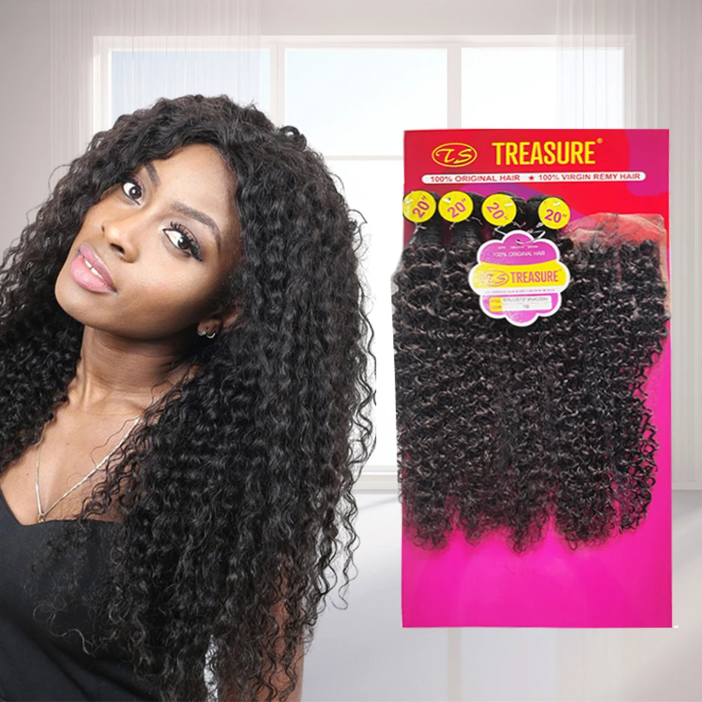 4+1 Packet Human Hair Meche Humain Bresilienne Curly Cuticle Aligned ...