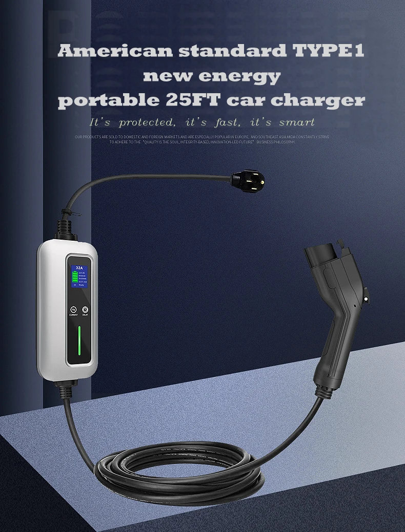 American Standard 16A/32A/40A Type 1 New Energy Car Charging Gun 25ft ...