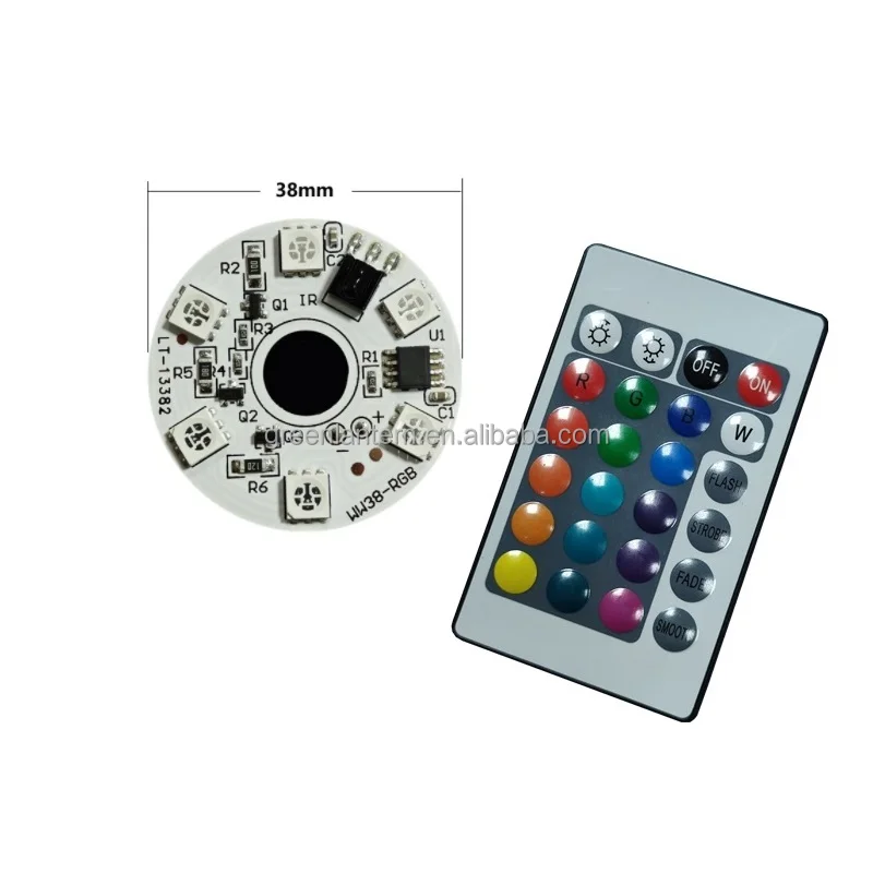 38mm RGB LED PCB Board with Remote Control - DIY Night Light