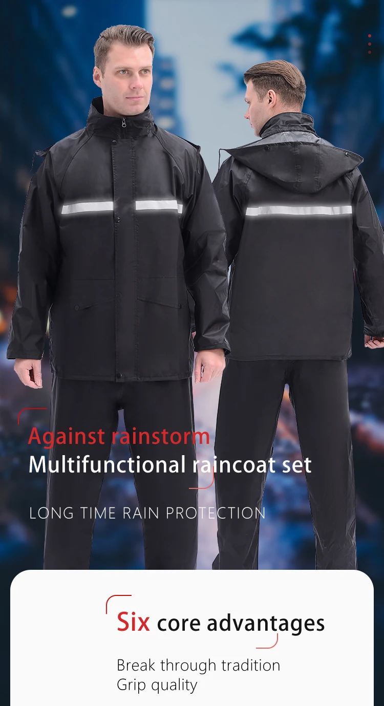 Customized Logo Motorcycle Pvc Rain Jacket Reflective Mens Rain Coat ...