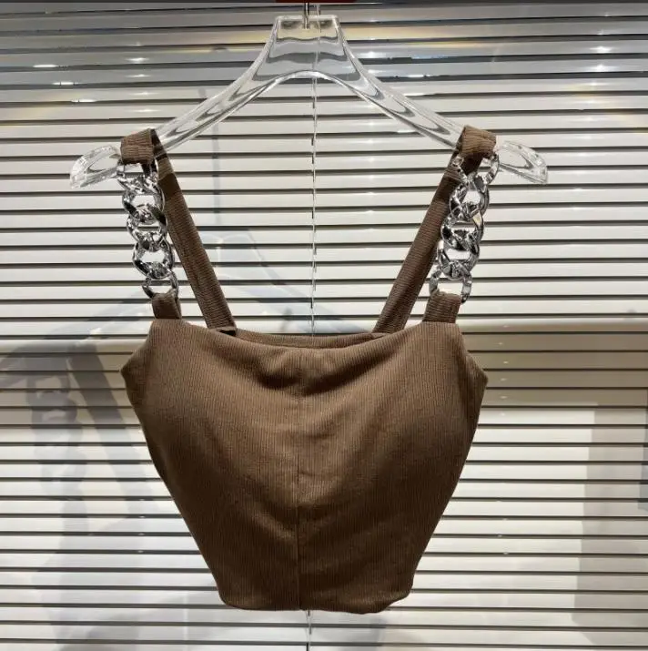 Summer Sling Female Crop Top Chain Shoulder Strap Camisole For Women ...