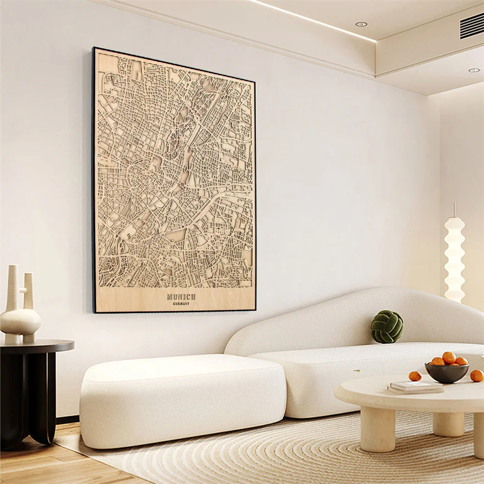Personalized Laser Engraving Woodcut Map Art for Home Decor