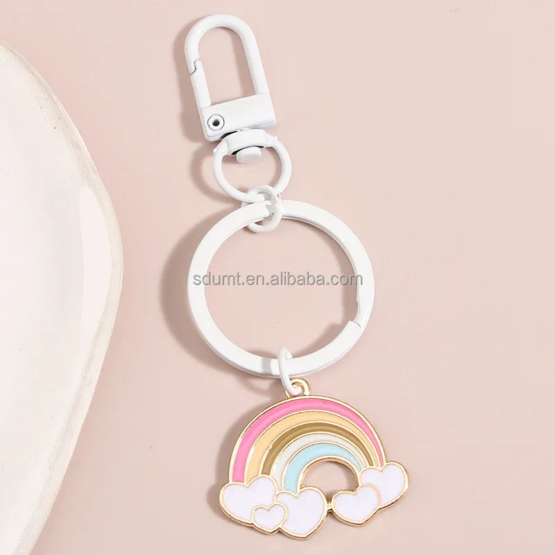 Cute Girly Rainbow Keychain Key Chain For Women Bag Pendant Key Ring ...