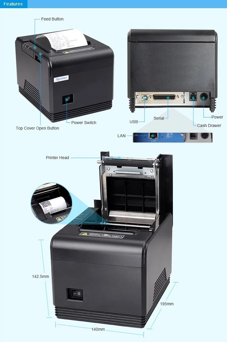 Xprinter XP-Q200 80mm Thermal Receipt Printer for Retail
