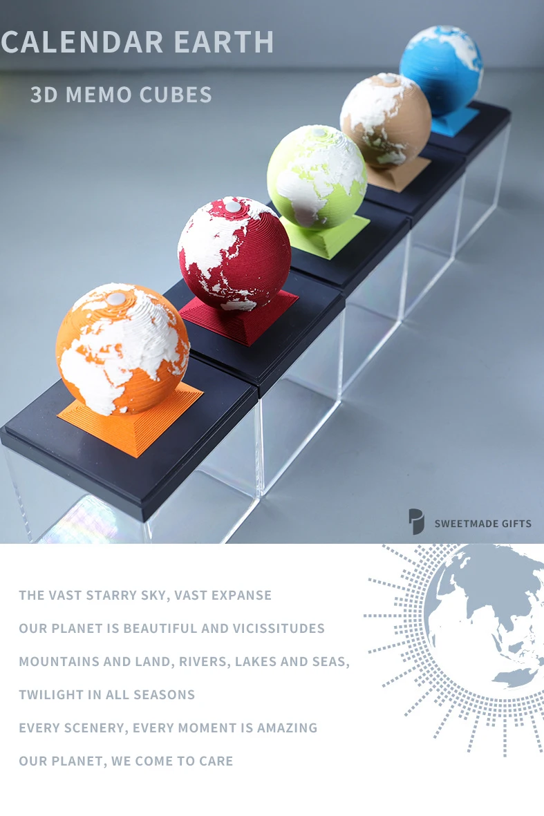 3D Calendar Pad - Creative Design Earth Memo Pad