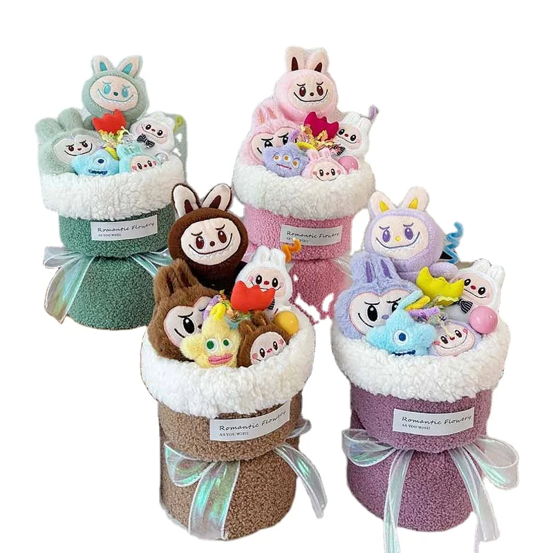 Labubu Plush Cylinder Bouquet Labubu Doll Room Decor Bouquet Plush ...