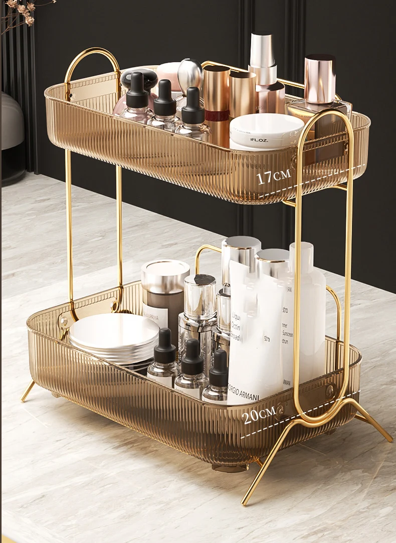 New 2 Tiers Clear Desktop Storage Shelf Stand Skincare Organizer Holder ...