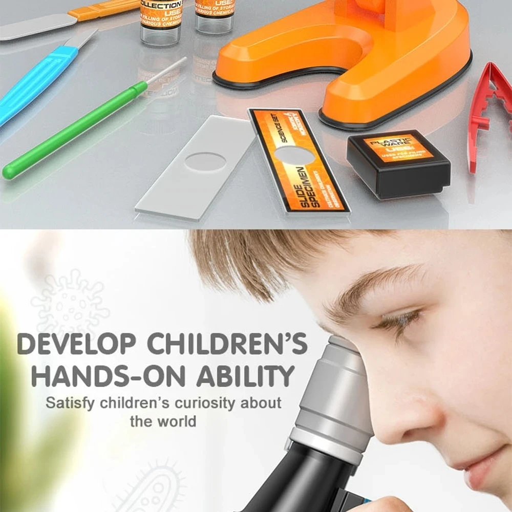 Children Biological Microscope Kit Lab Led 1200x Home School Science ...