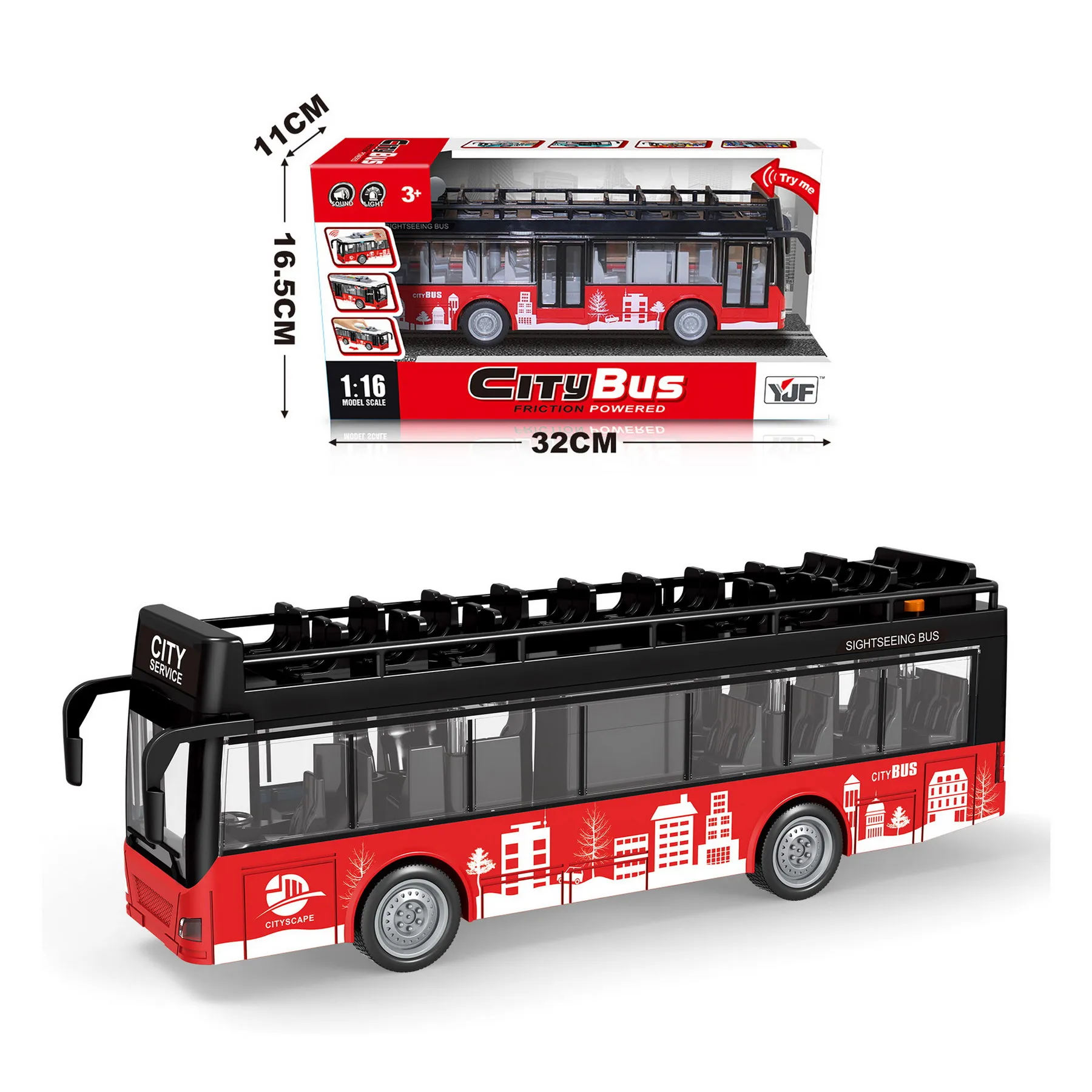 1:16 Double-decker Educational City Tour Bus Toy For Learning About ...