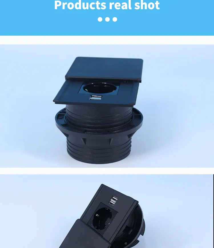 1 Ac Outlets Flush Mount Power Grommet With 2 Usb Charging Ports Black ...