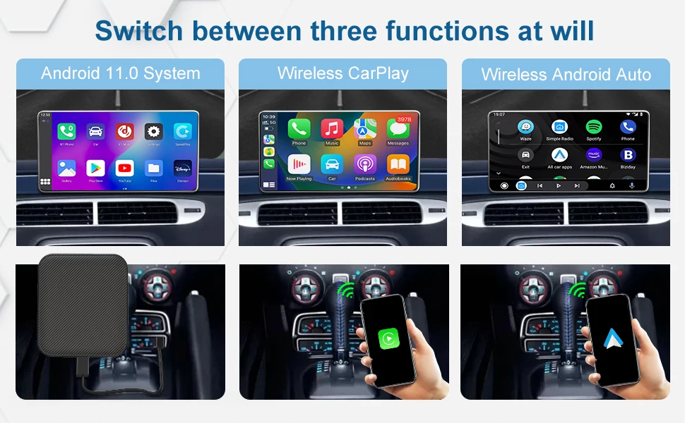 Wireless Carplay Android Auto Adapter with Netflix/youtube