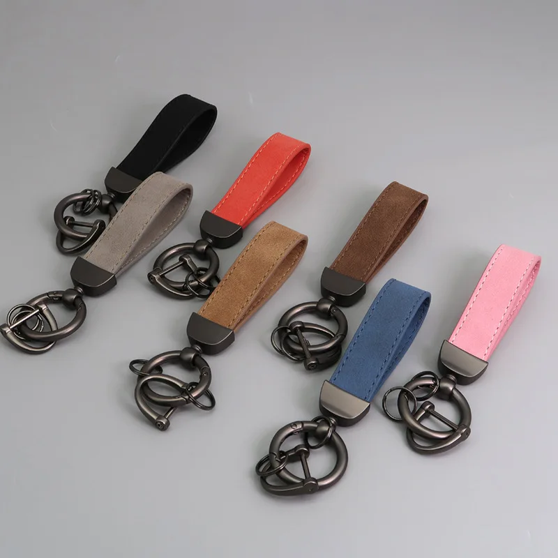 Custom Logo Solid Color Leather Car Key Chain - Luxury