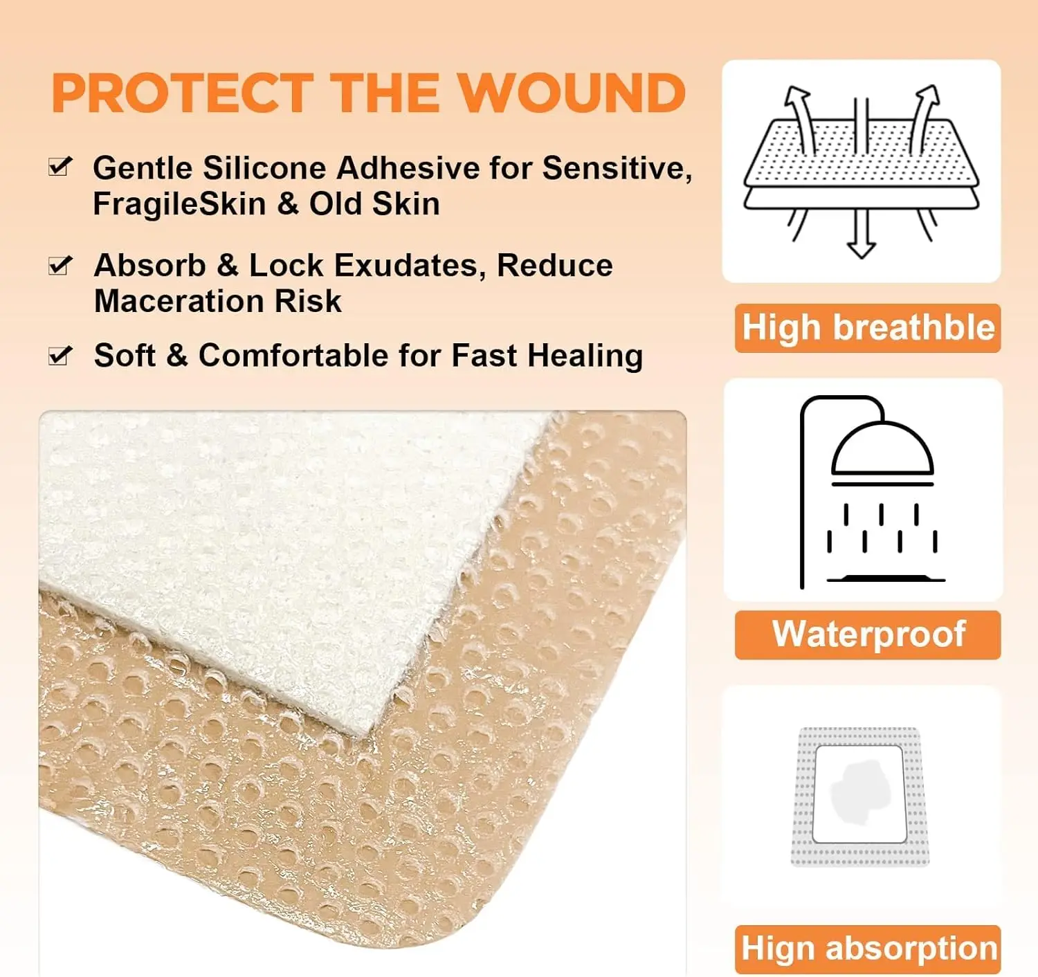 Silicone Foam Dressing With Border Adhesive Waterproof Wound Dressing ...