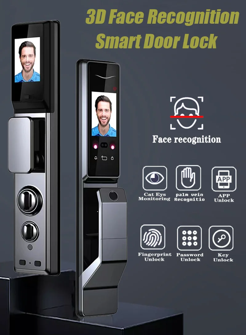 Smart 3d Face Recognition Door Lock Tuya App Voice Intercom Fingerprint Lock Biometric