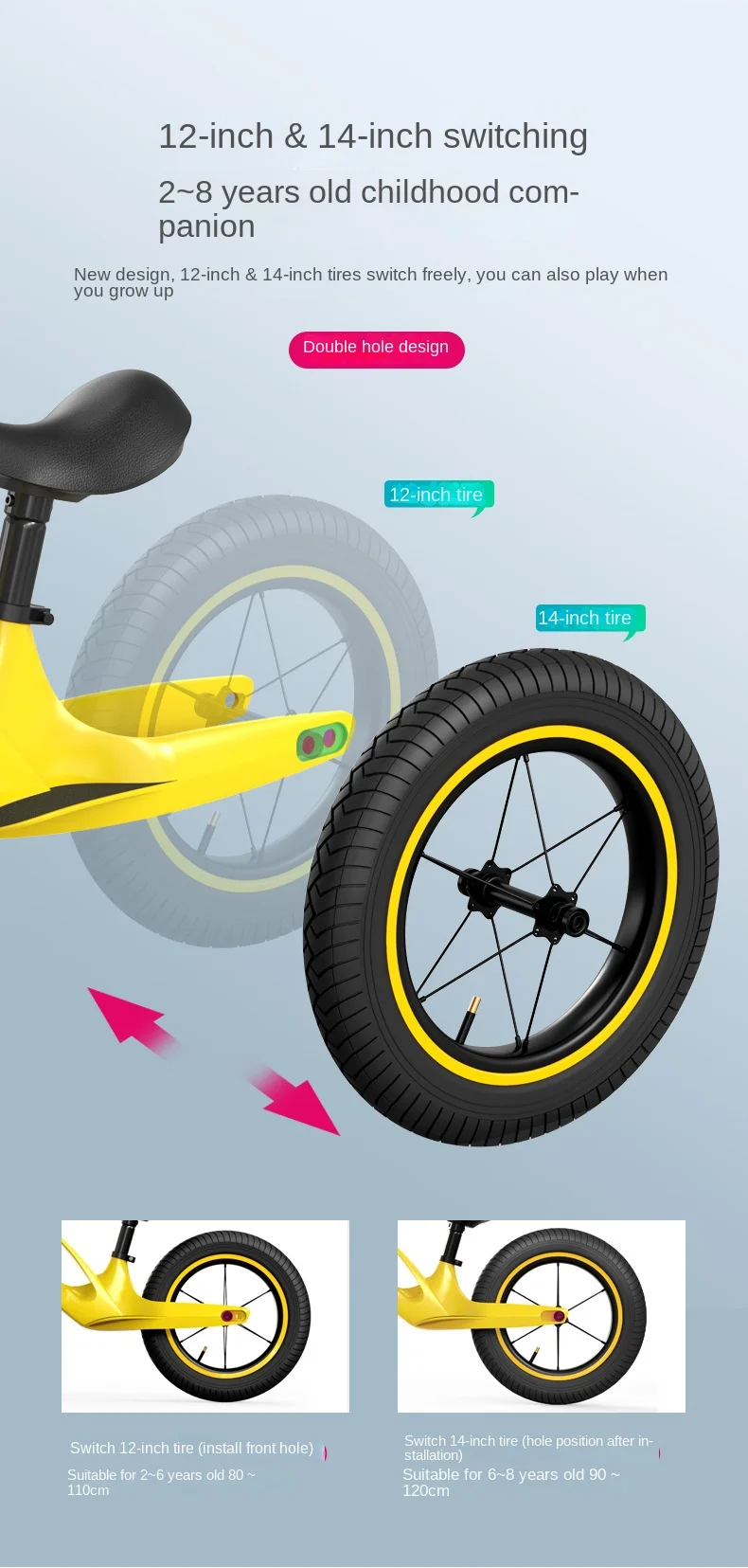 12 Inch Kids Balance Bike Children Mini Balance Bike Two Wheel Bike ...