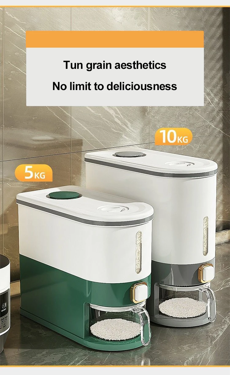 20kg Graduated Rice Bucket Food Plastic Containers With Kitchen Storage ...