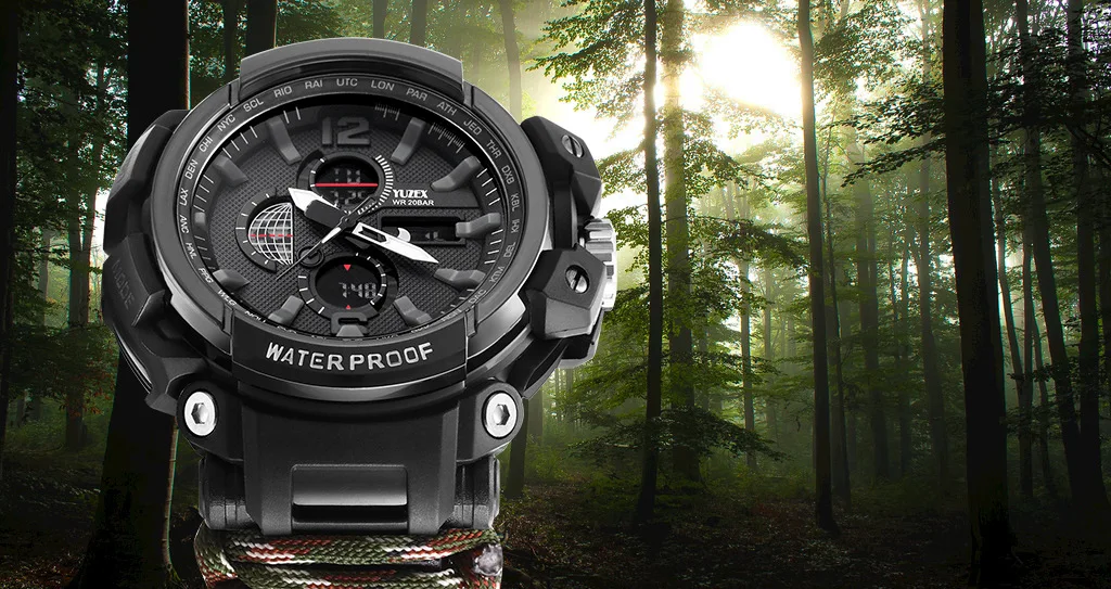 Outdoor Survival Watch Mens Tactical Multi-Functional Adjustable ...