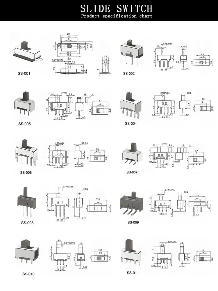 Waterproof Micro Small Smd Mini Micro Power Slide Switch For 3 4 5 6 ...
