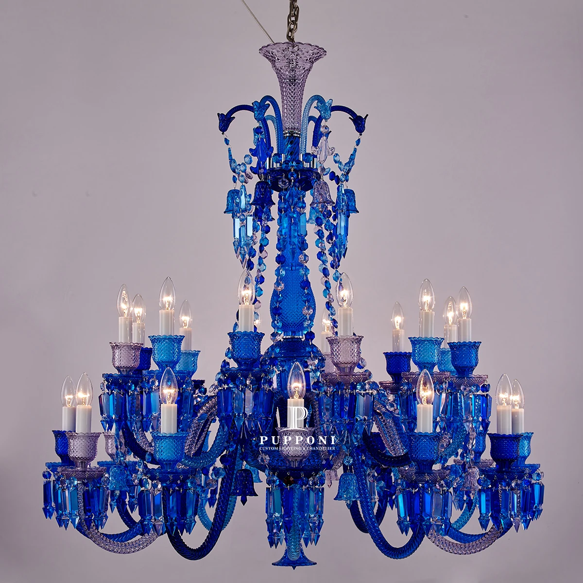Luxury Blue Chandelier Crystal Light Pendant Chandelier 24 Bulbs ...
