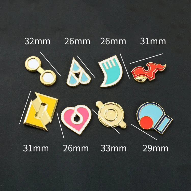Collect 9 Styles of Pokemon Gym Badges - Anime Pins Set