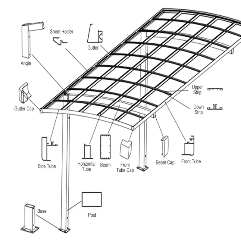 Polycarbonate Roof Car Shed Car Park Car Roofing Storage Aluminium ...