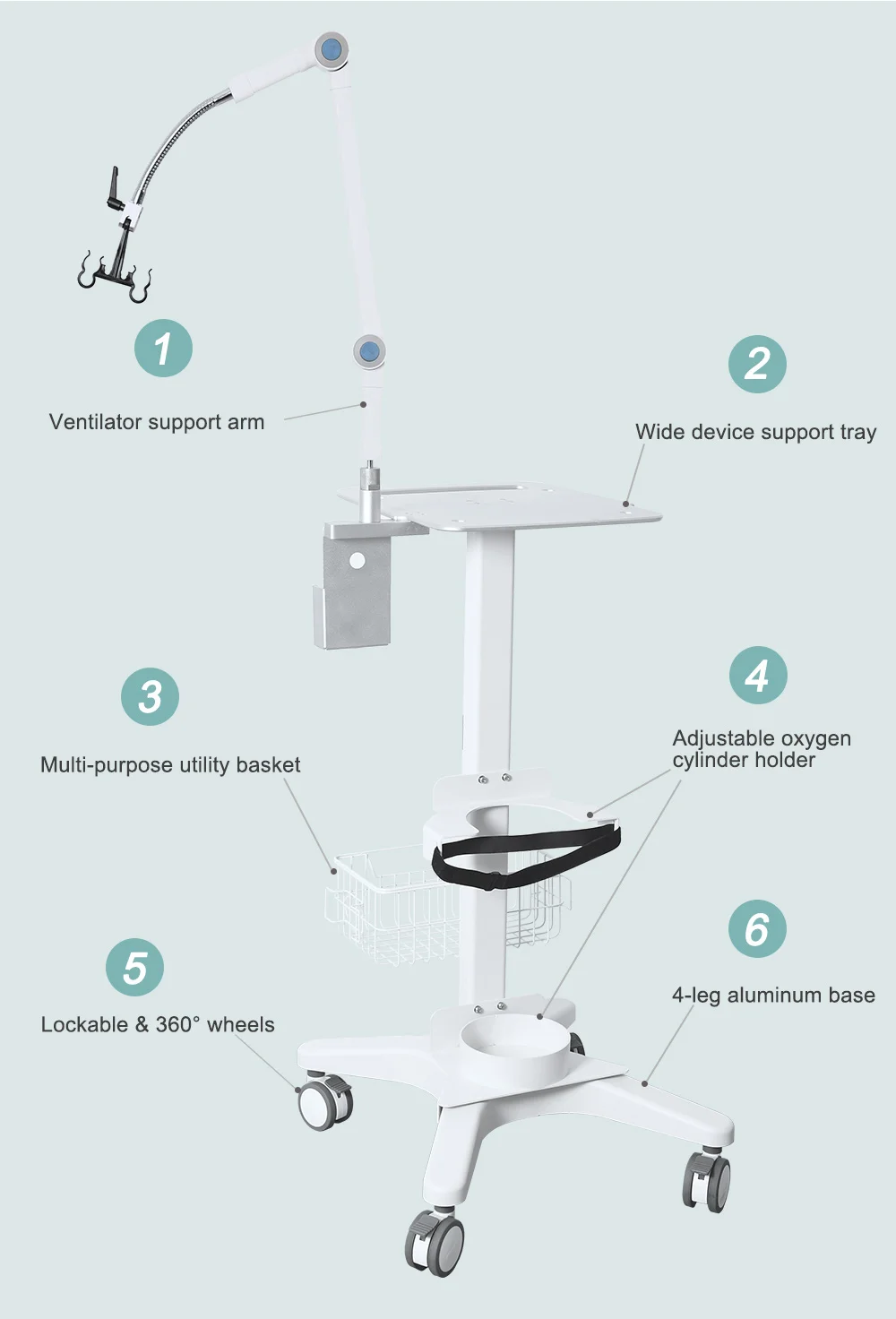 WEIYE Medical Rolling Stand Ventilator ECG Breathing Machine Ventilator ...