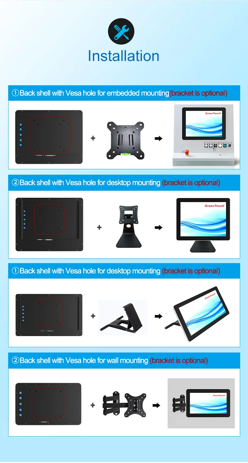 Factory 12.1 Inch Tft Lcd Desktop Touch Monitor 1024 * 768 Touch Screen ...