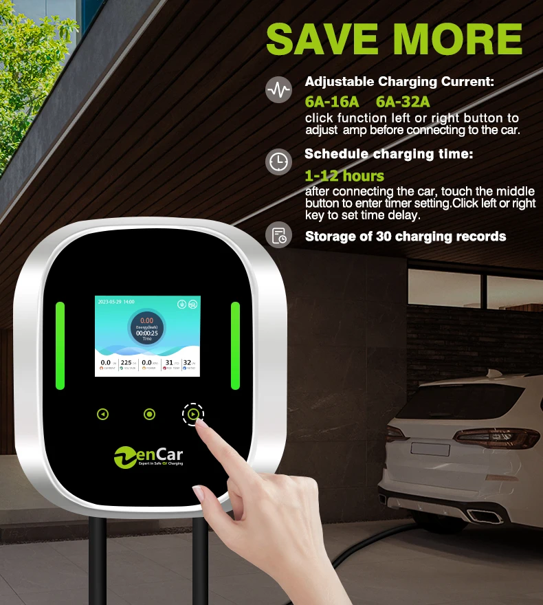 Zencar Ev Charging Station 40a 220v 7kw Wpro Wall Charger And Timer Set ...