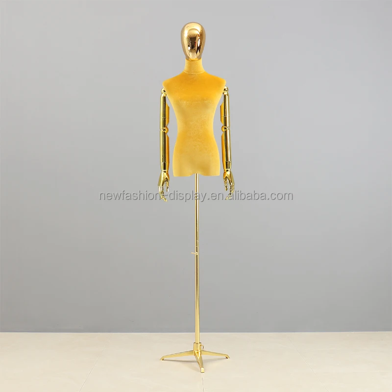 Gold Silver Plated Half Body Mannequin - Velvet Torso