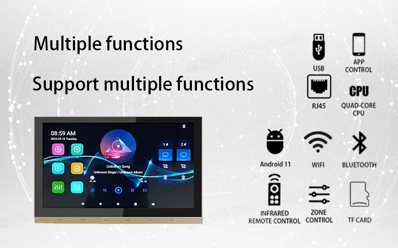 Smart Wall-mounted Stereo Amplifier 10 Inch 25w 2 Zones Control Eshare ...