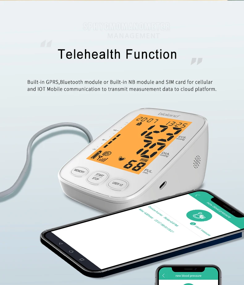 Professional Remote Tracking BP Monitor with 4G Transmission