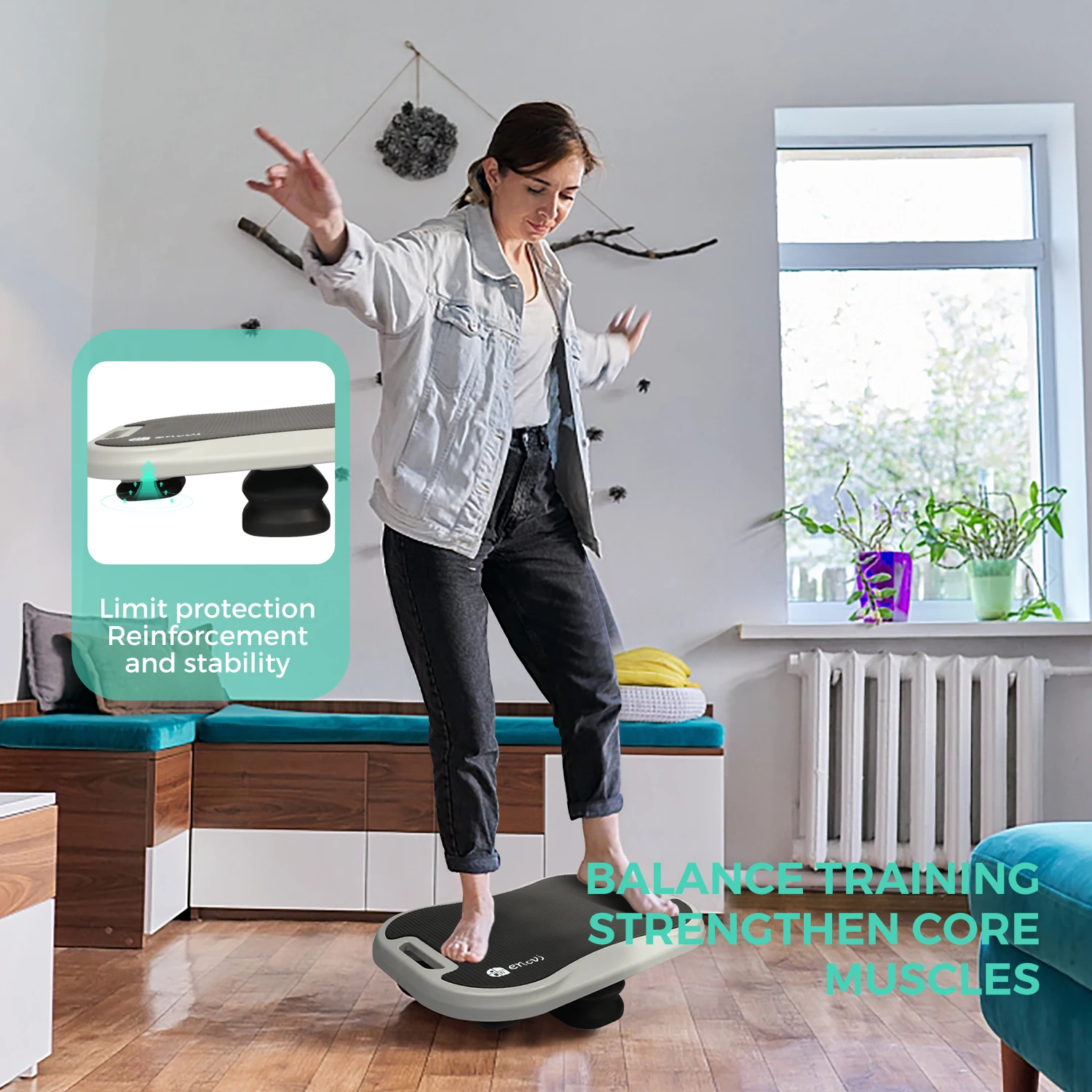 Physical Therapy Rocker Balance Board Trainer Core Stability Wobble ...