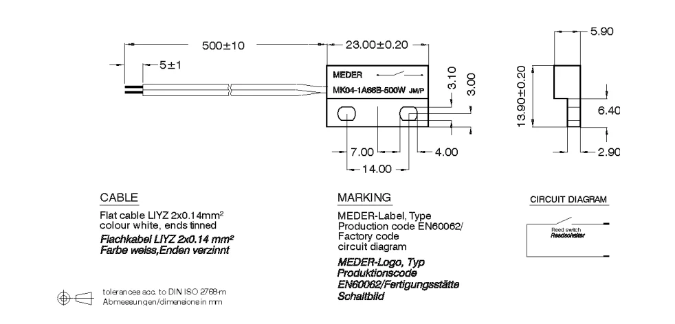 Standex-Meder Electronics MK04 Series Reed Sensor Model MK04-1A66B-500W ...