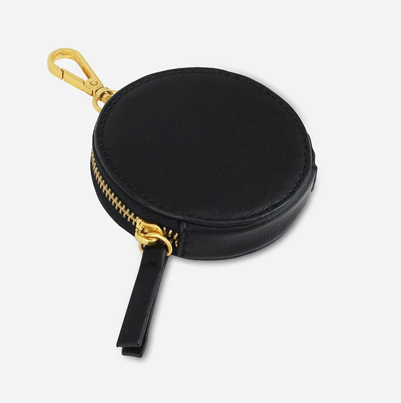 Fashion Genuine Leather Mini Keychain Coin Pouch Small Round Coin Purse ...
