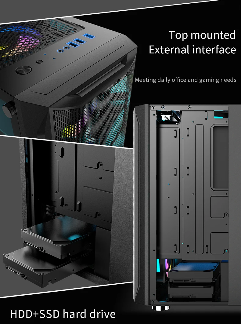 SNOWMAN Gaming Case - ATX Desktop PC Tower with RGB Fans