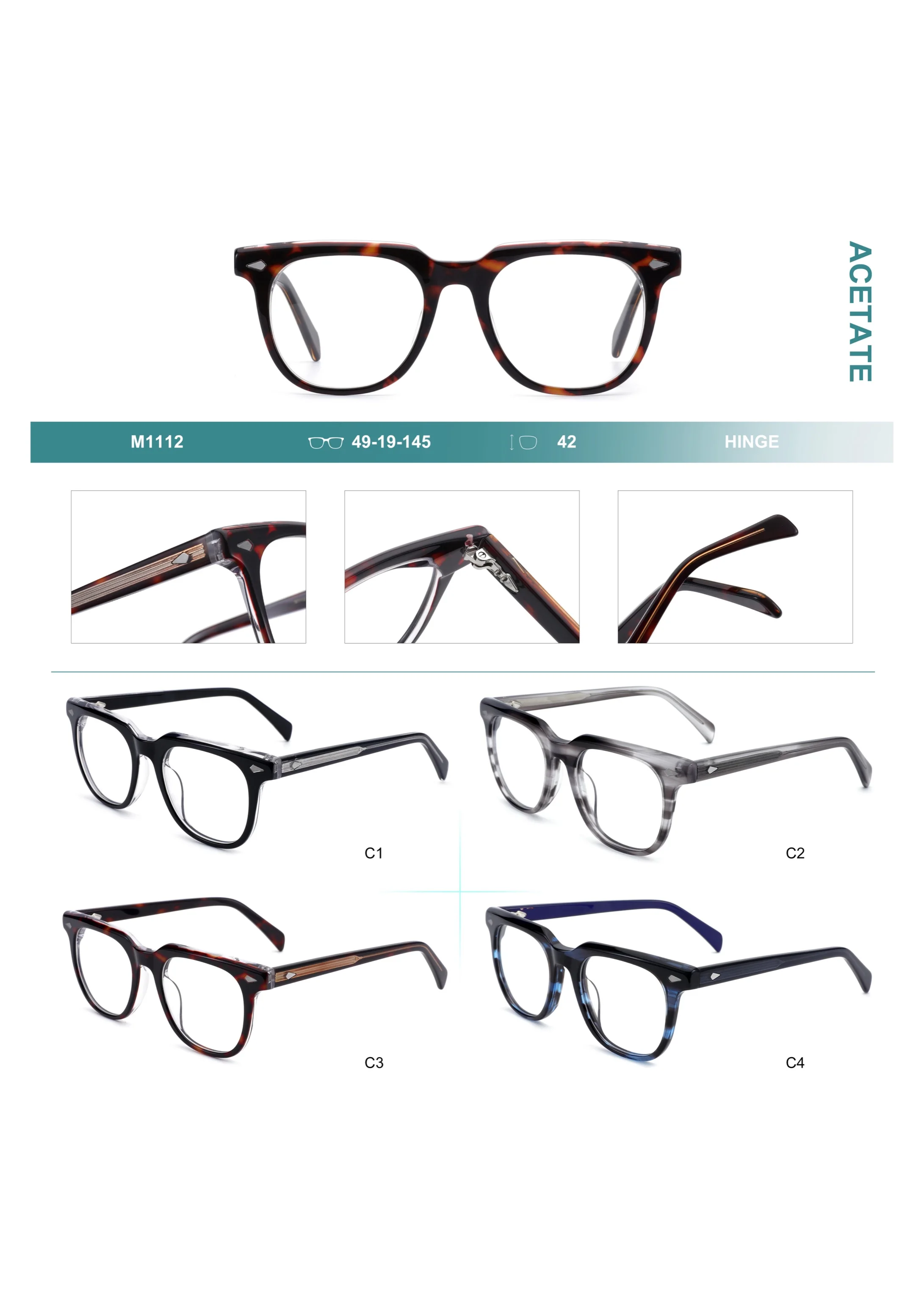 New Fashion Design Eyeglasses Frames Square Optical Glasses Acetate ...
